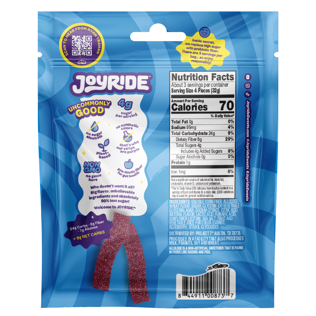 sour blue raspberry strips – JOYRIDE