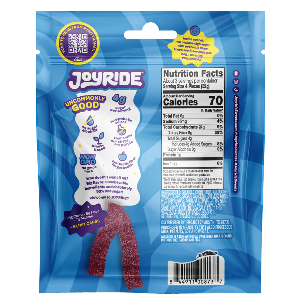 sour blue raspberry strips – JOYRIDE