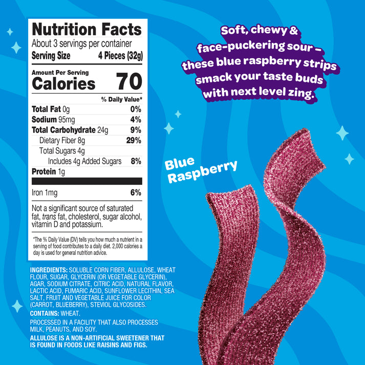 sour blue raspberry strips – JOYRIDE